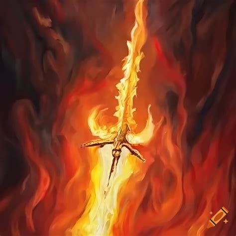 Flaming Sword Artwork From Magic The Gathering