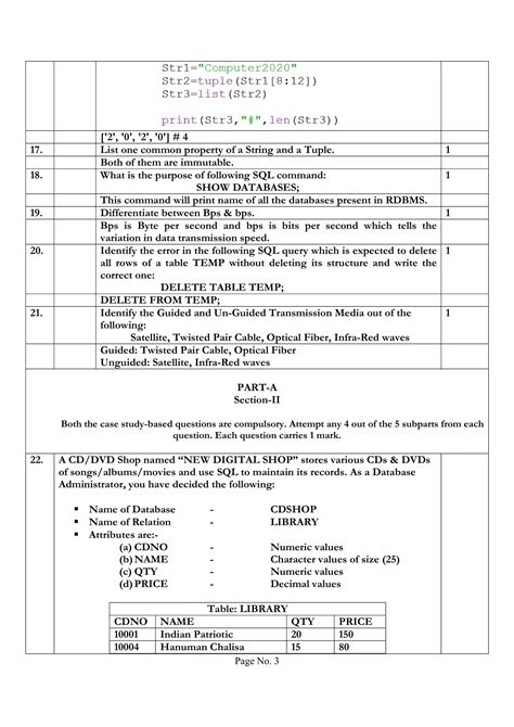 Computer Science083 Python Pre Board Exam 1 Sample Paper Class 12 Pdf