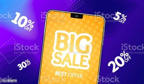 현실적인 상세한 3d 전화 큰 판매 배너 개념 광고 포스터 카드 3차원 형태에 대한 스톡 벡터 아트 및 기타 이미지 3차원 형태 간판 개념 Istock