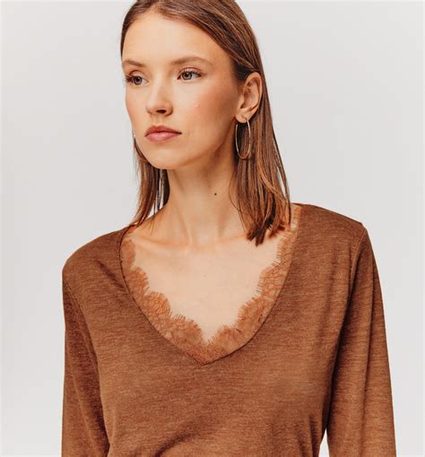 Lace Detail Top Caramel
