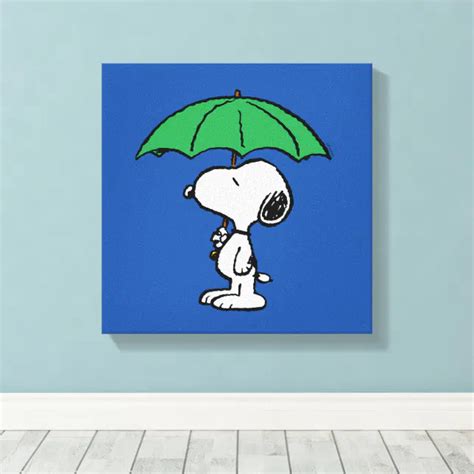 Peanuts Snoopy Green Umbrella Canvas Print Zazzle