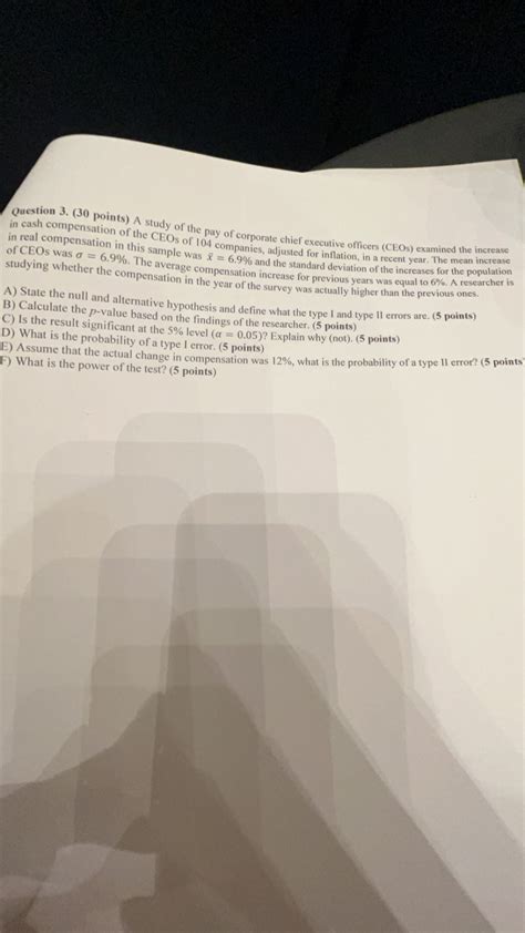 Solved Question 3 30 ﻿points ﻿a Study Of The Pay Of