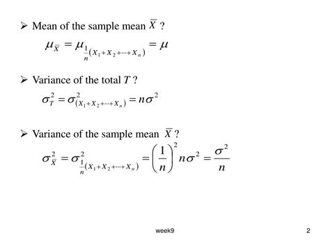 ppt the mean and the std dev of the sample mean powerpoint
