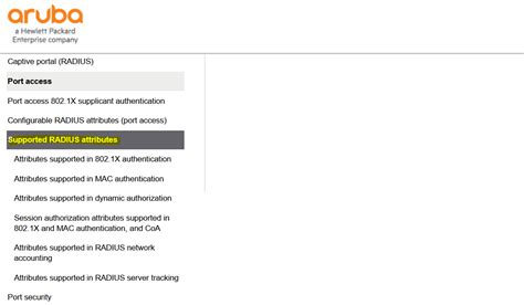 Radius Attribute Documentation For Aos And Aos Cx Switches