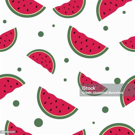 수박 조각이 있는 매끄러운 패턴 평면 벡터 그림 0명에 대한 스톡 벡터 아트 및 기타 이미지 0명 건강한 식생활 공단 Istock