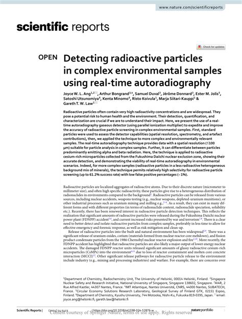 Pdf Detecting Radioactive Particles In Complex Environmental Samples Using Real Time