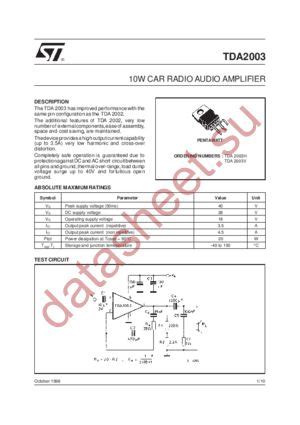 TDA2003 datasheet - ST Microelectronics даташит