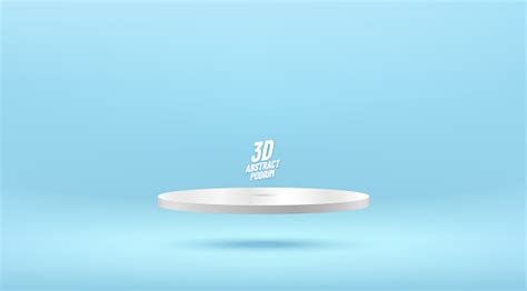 밝은 푸른 공간에 떠있는 흰색 받침대 모던한 반짝이는 실버 실린더 연단 추상적 인 현대 벡터 렌더링 3d 모양제품 디스플레이 프리젠 테이션 파스텔 최소 벽 장면 3차원
