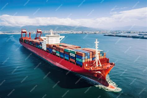 Premium Photo A Huge Container Ship In The Ocean