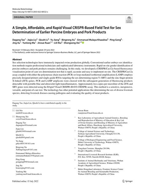 Pdf A Simple Affordable And Rapid Visual Crispr Based Field Test