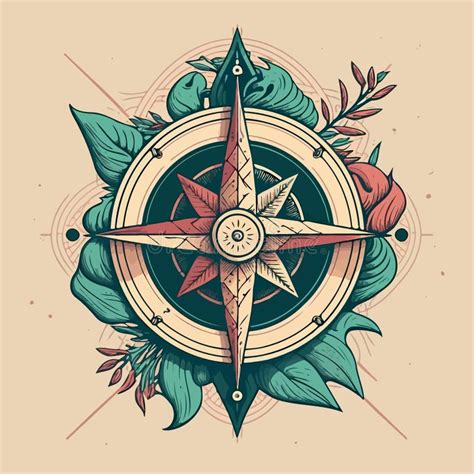 Compass Wind Rose In Stylized And Colored Illustration Stock Vector