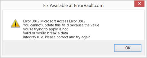 How To Fix Error 3812 Microsoft Access Error 3812 You Cannot Update