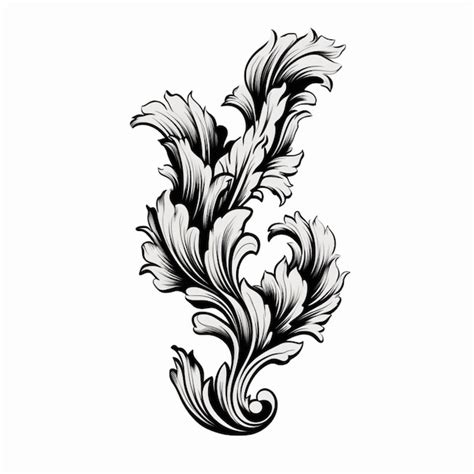 Premium Ai Image A Drawing Of A Decorative Design With A Leaf And Flower Generative Ai