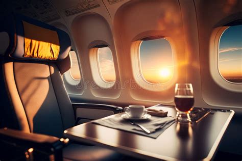 Generative Ai Illustration Of First Class In Airplane Stock