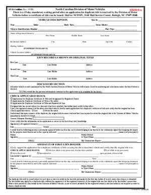 Application For Duplicate Title N A North Carolina Atticus Forms