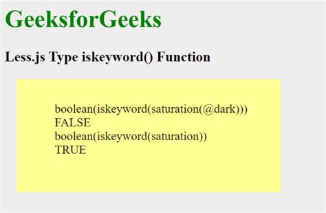 Less Js Type Iskeyword Function GeeksforGeeks