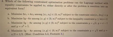 Solved Which Of The Following Constrained Optimization Chegg