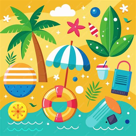 Premium Vector Colorful Summer Beach Illustration