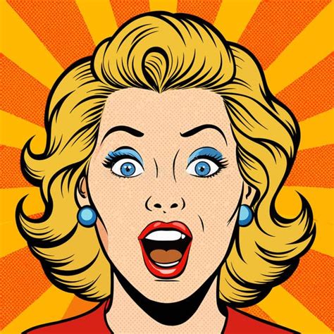 Face of an Admiring or Surprised Woman. Retro Pop Art Comic Style Stock ...