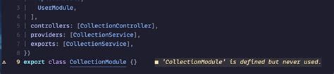 typescript lsp warning var is defined but never used for exported var