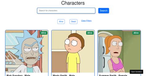 rickandmorty codesandbox
