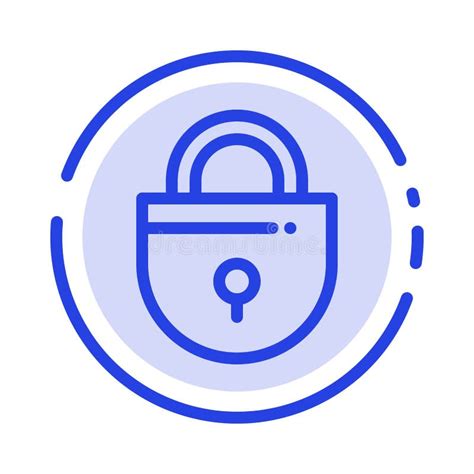 Internet Lock Locked Security Blue Dotted Line Line Icon Stock Vector Illustration Of Code
