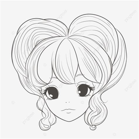 Anime Girl Draw Illustration Of A Hair Coloring Page Outline Sketch Drawing Vector Anime