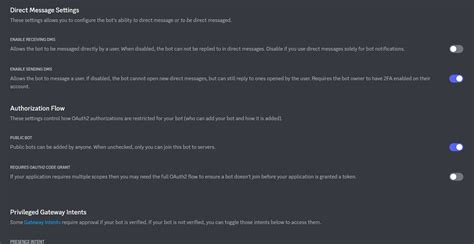 Ability To Configure Bots Ability To Send Or Receive Dms · Discord