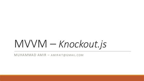 Mvvm Knockoutjs