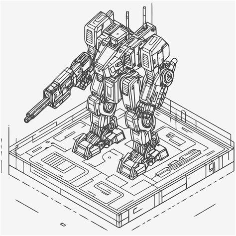Line Art Isometric Illustration Of Robot Premium AI Generated Vector