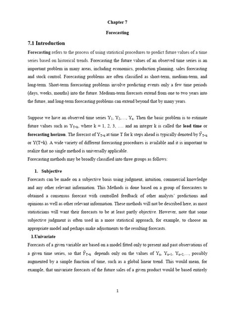 Ch 7 Forecasting Pdf Forecasting Time Series