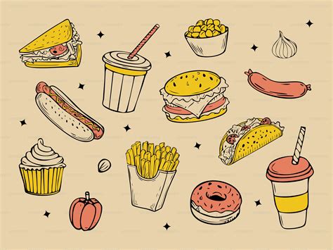 다양하고 맛있는 패스트 푸드가 표시됩니다 벡터 Unsplash의 음식 이미지