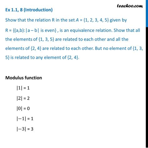 ex 1 1 8 show that the relation r in the set a {1 2 3 4 5}