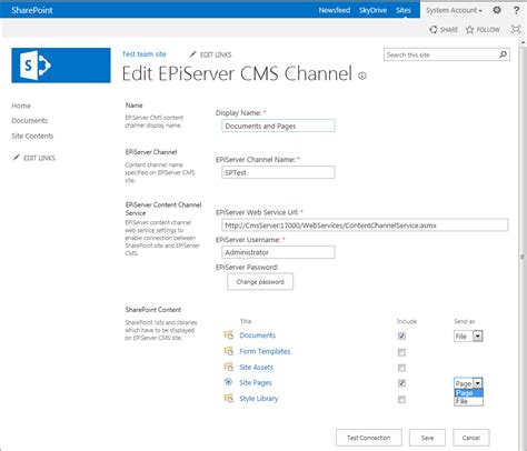 Episerver 7 Connect For Sharepoint Push To Cms Configuration