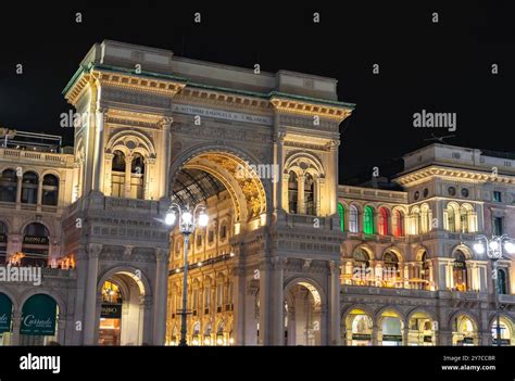 A Picture Of The Galleria Vittorio Emanuele Ii In Milano At Night