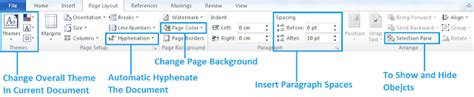 MS WORD PAGE LAYOUT MENU