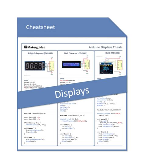 Arduino Displays Cheat Sheet