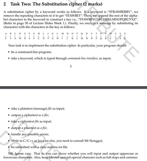 Solved 2 Task Two The Substitution Cipher 2 Marks A Substitution