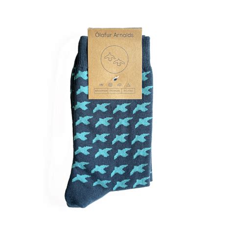 Ólafur Arnalds Bird Pattern Socks Dark Blue
