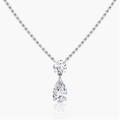 150 Tcw Pear And Round Fvs Lab Grown Diamond Necklace 18k White Gold