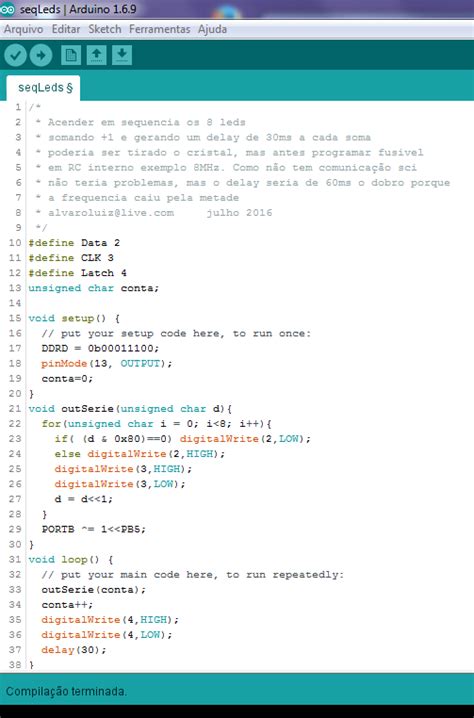 sequência 8 leds arduino