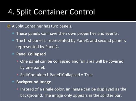 Lecture 5 Vb Net Container Controls Container Controls