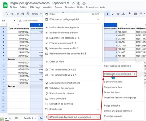 Regrouper des lignes et des colonnes dans Google Sheets