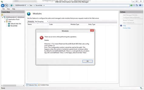 Web Config Error On Trying To Configure Ravendb In Iis Mode Stack