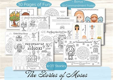 Moses Activity Pages Print Bible Story Bible Craft Sunday School Home School Flannelgraph
