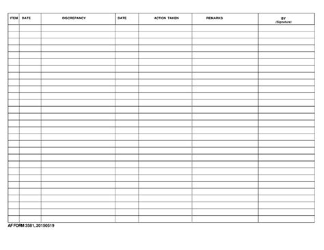 Af Form 3581 Download Fillable Pdf Or Fill Online Usaf Heritage Program Aerospace Vehicle Static