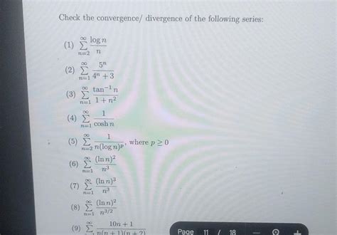 Solved Check The Convergence Divergence Of The Following Chegg