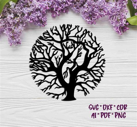 Tree Сircle SVG DXF AI Digital Vector Files for Plasma and Laser