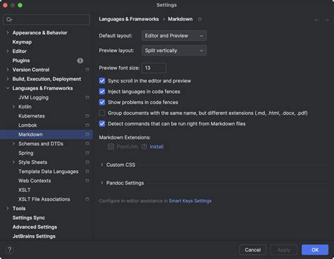 Markdown Language Settings Intellij Idea Documentation