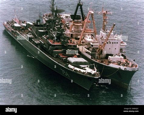 A Starboard Bow View Of The Krivak I Class Druzhny Alongside A Uda Class Replenishment Oiler